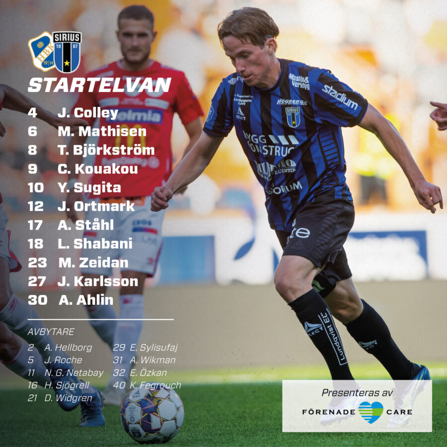 Halmstads BK - IK Sirius: Startelvan - Sirius Fotboll