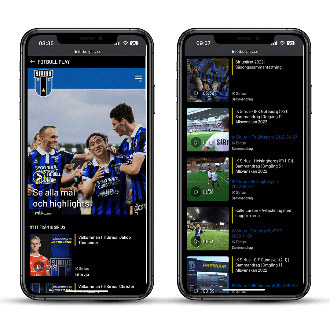 Sirius Play - vår egen streamingplattform - Sirius Fotboll